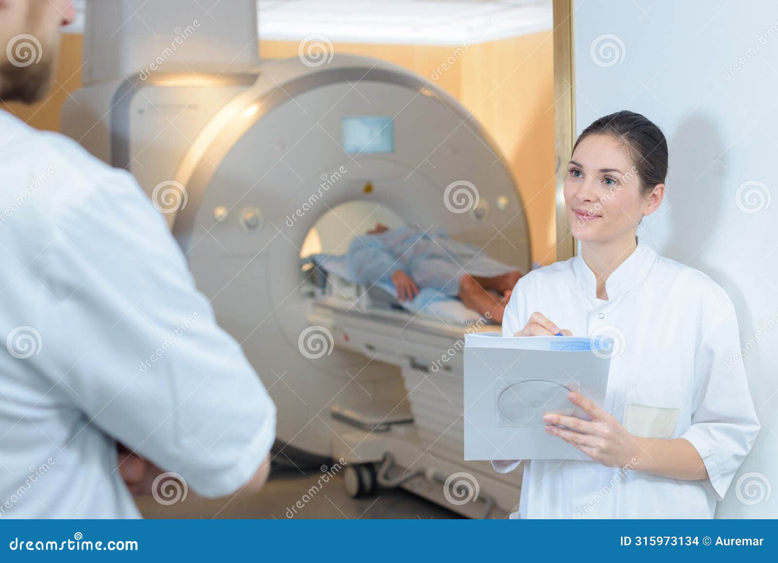 Nurse with File Patient in Scanner Stock Photo - Image of scan ...
