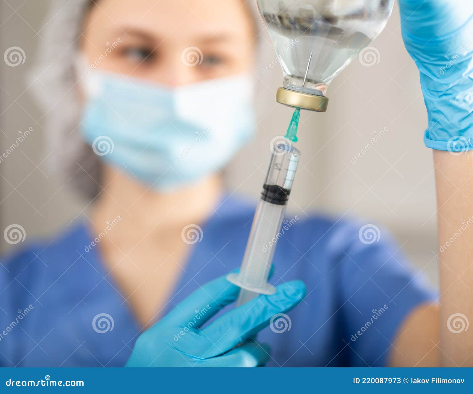 Nurse Fills Syringe with Injection Solution Stock Image - Image of ...