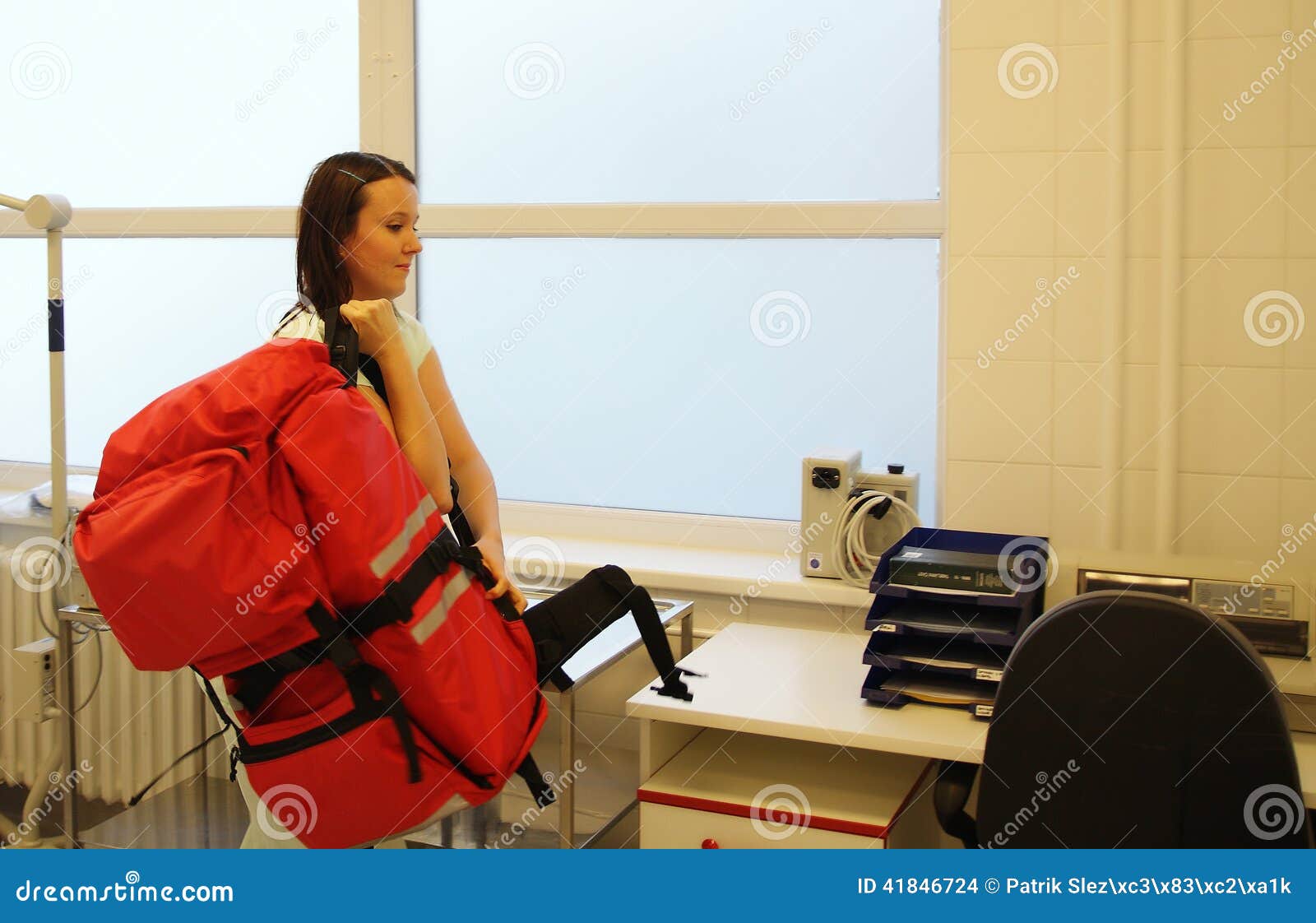 Nurse with Great Medical Backpack Stock Photo - Image of care, modern ...