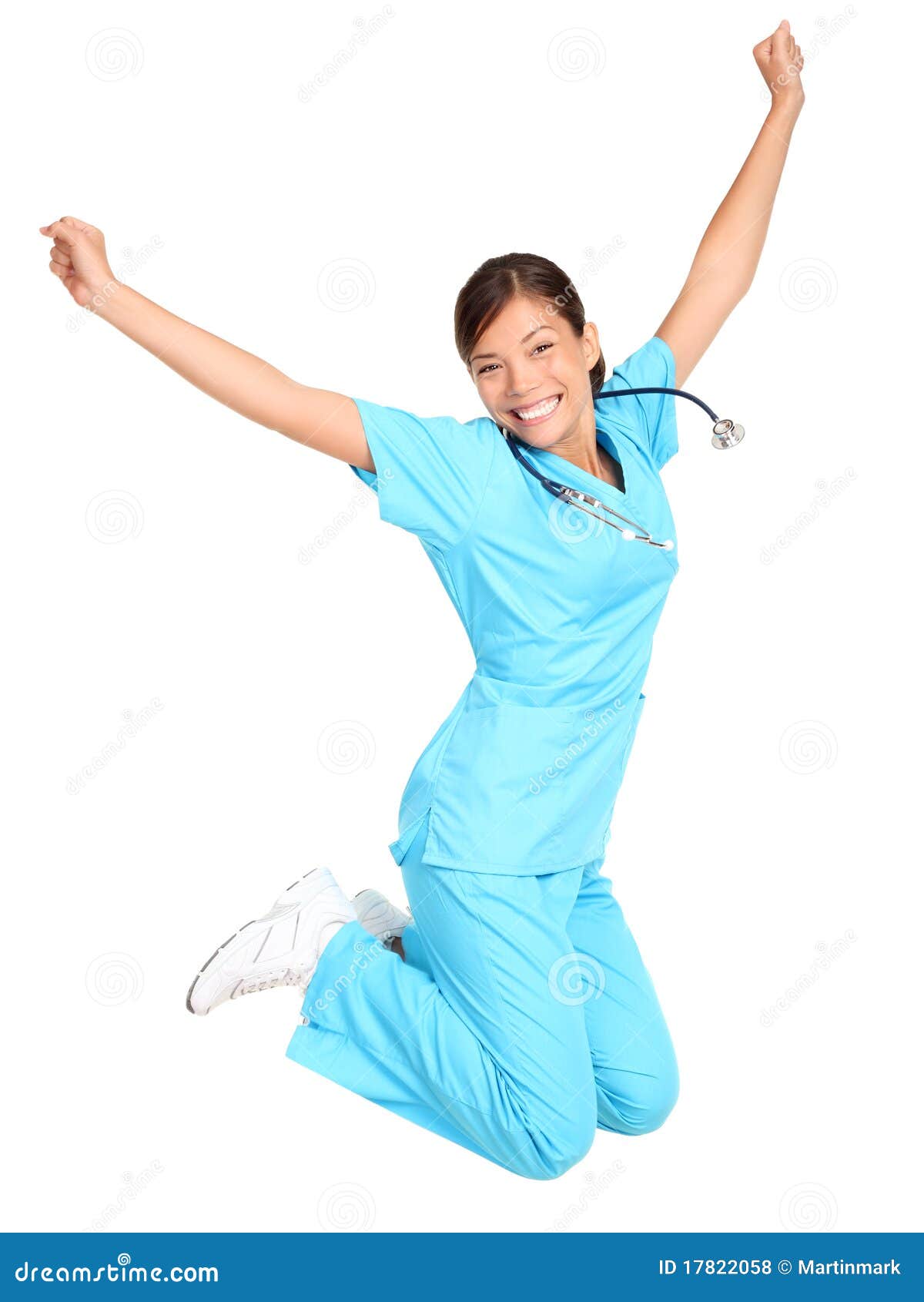 Nurse happy jumping stock photo. Image of joyful, isolated - 17822058