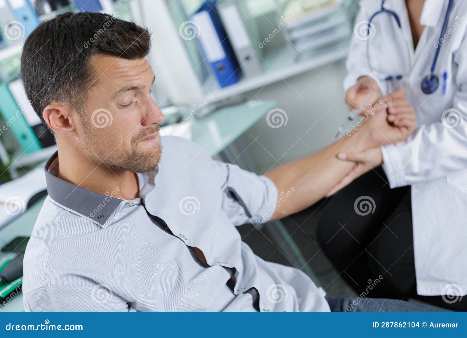 Nurse Having Blood Test Young Man Patient Stock Photo - Image of caring ...
