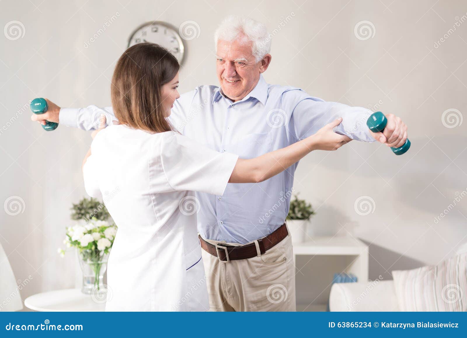 Nurse Helping Patient To Exercise Stock Photo - Image of assistant ...