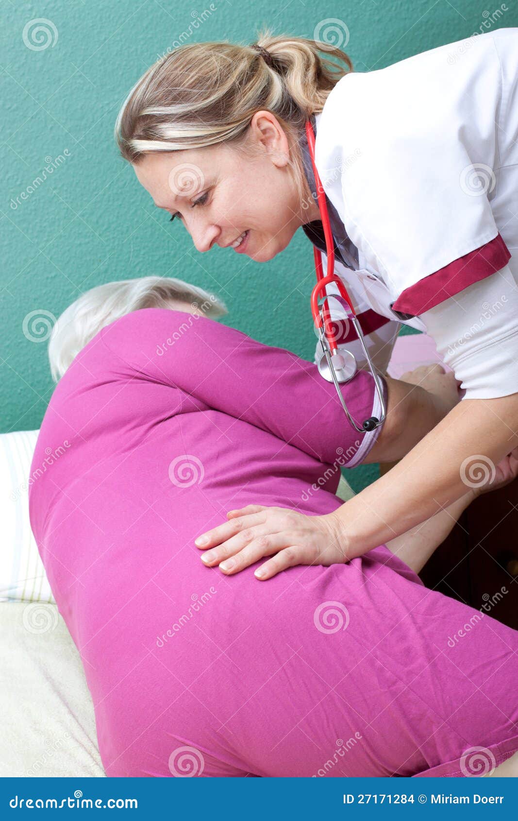 Nurse Helps Patient To Get Up Stock Photo - Image of handshake ...