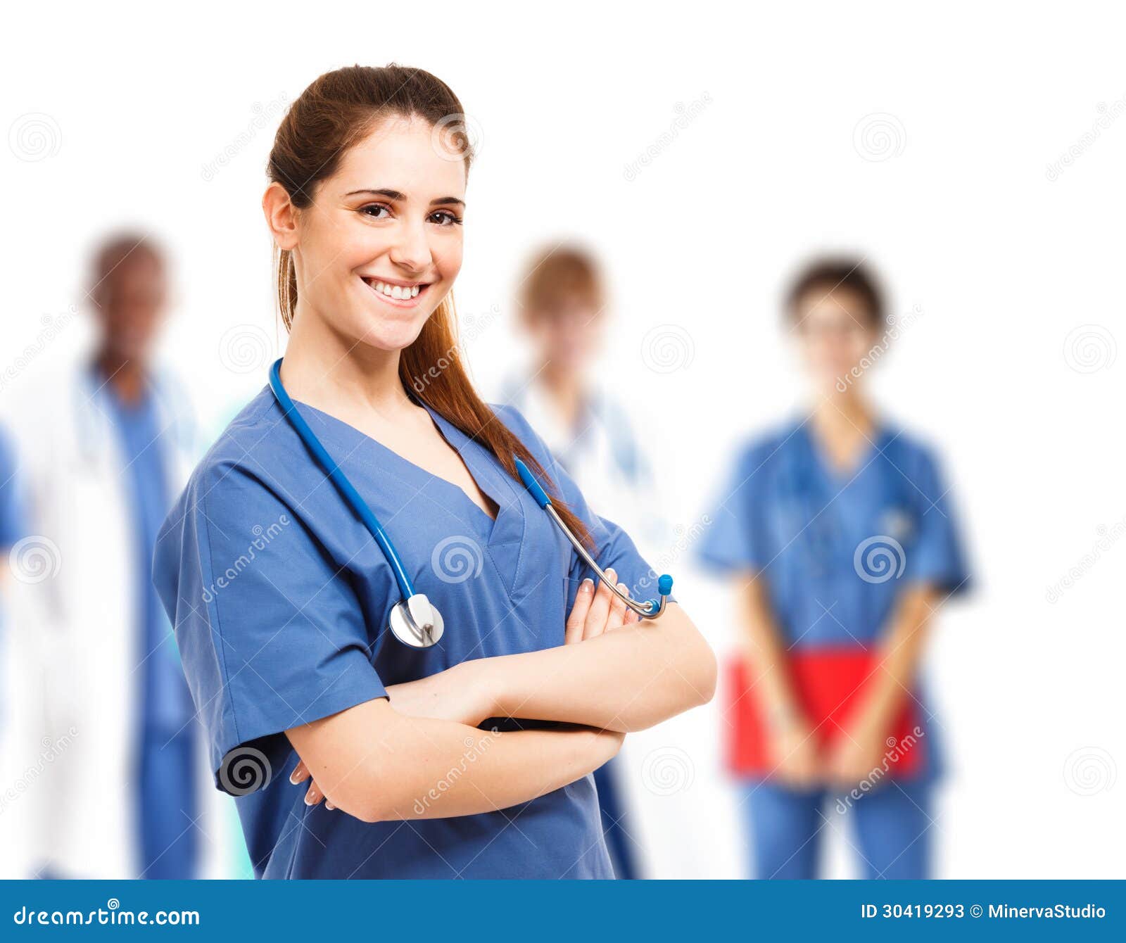 Nurse and her team stock image. Image of happy, gorgeous - 30419293