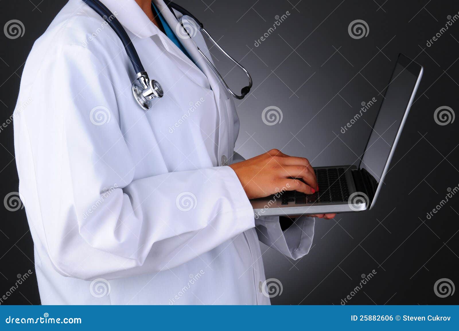 Nurse HHolding Laptop Computer Stock Photo - Image of person ...