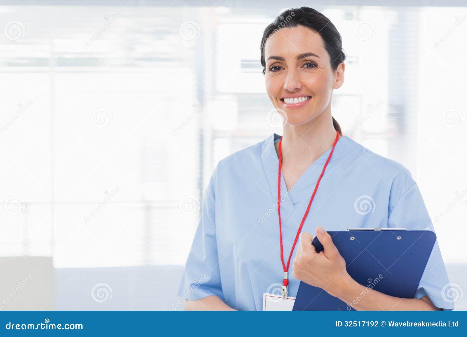 Nurse holding files stock photo. Image of smiling, happy - 32517192