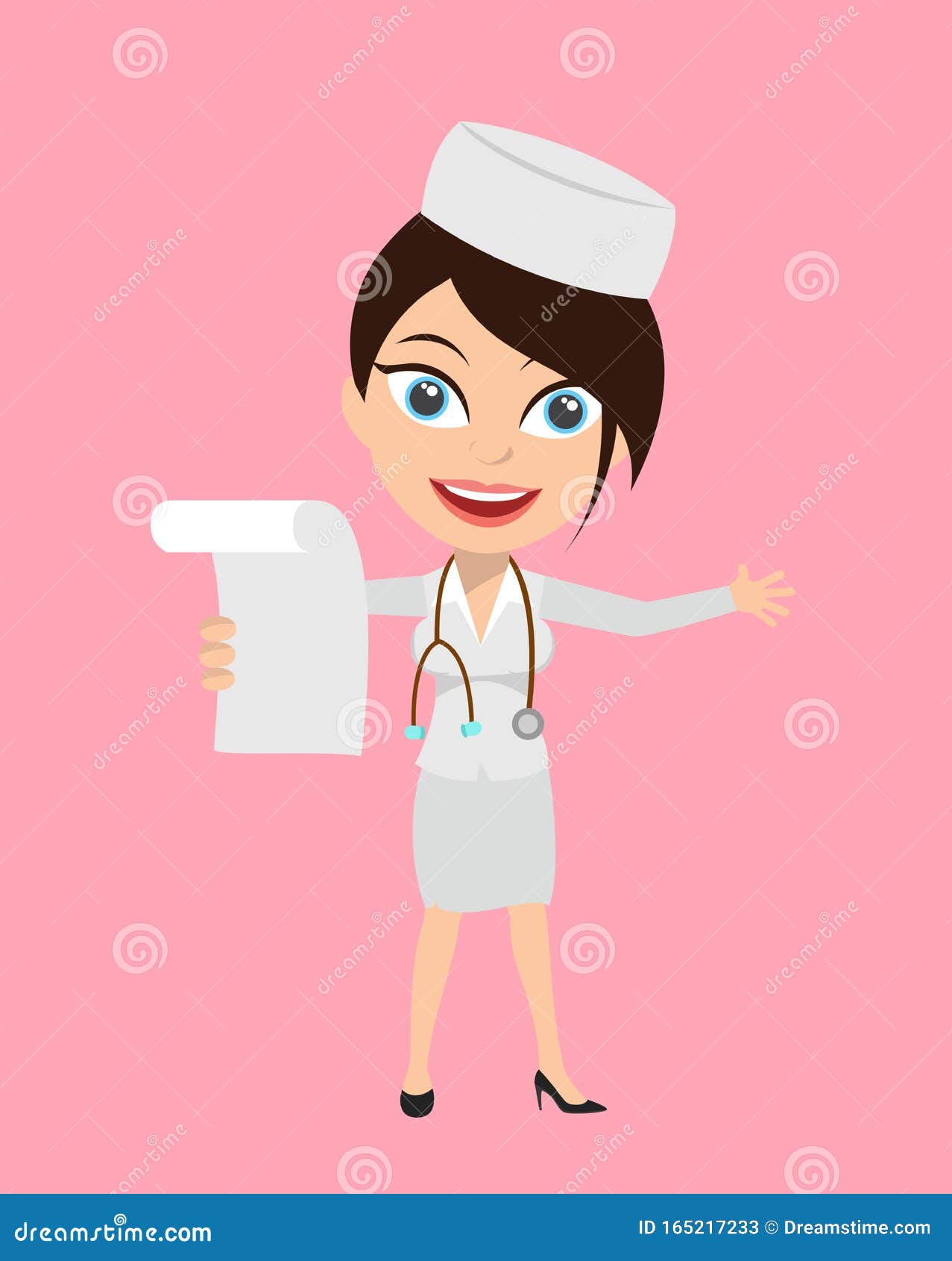 Nurse - Holding a Paper and Announcing Stock Vector - Illustration of ...