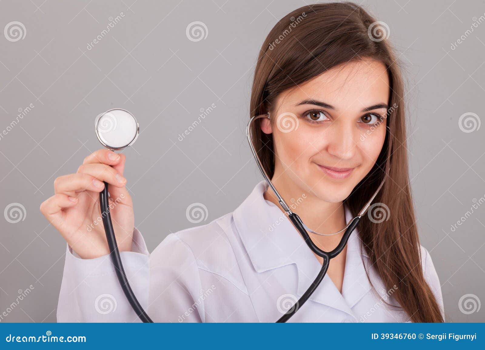Nurse Holding Stethoscope stock photo. Image of listening - 39346760