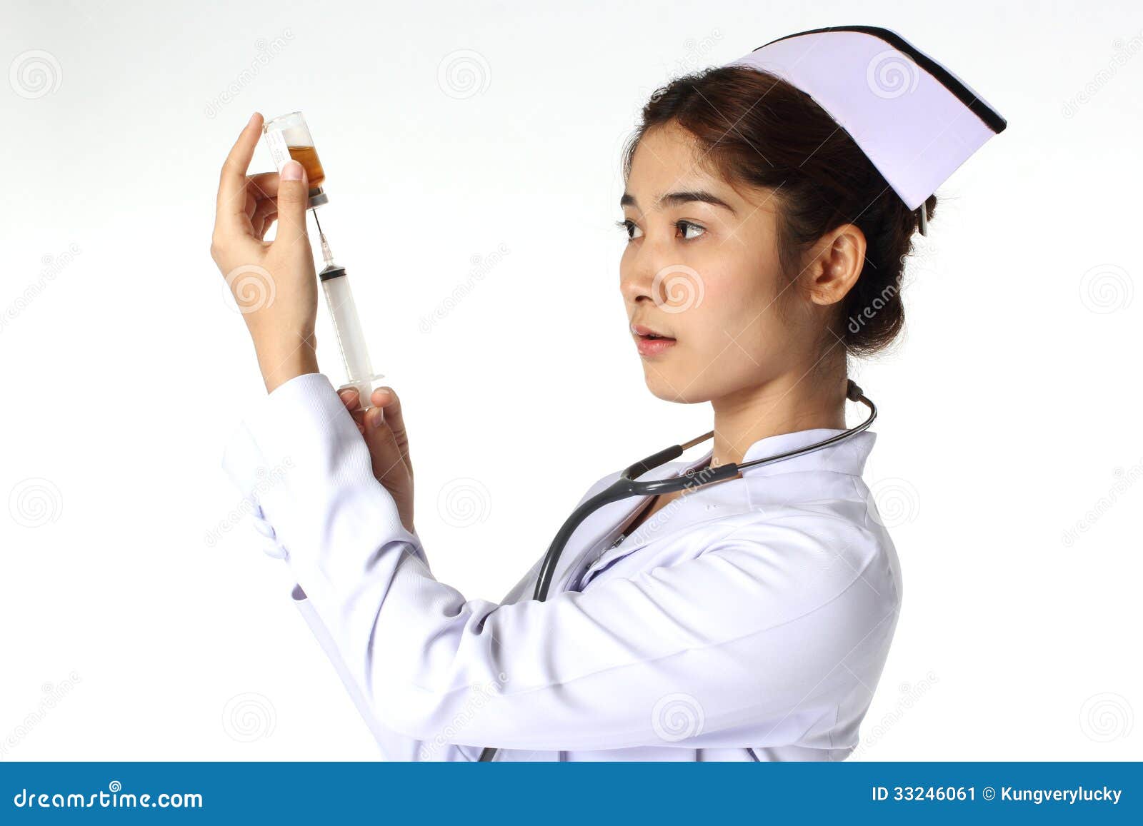 Nurse holding syringe stock image. Image of female, nurse - 33246061