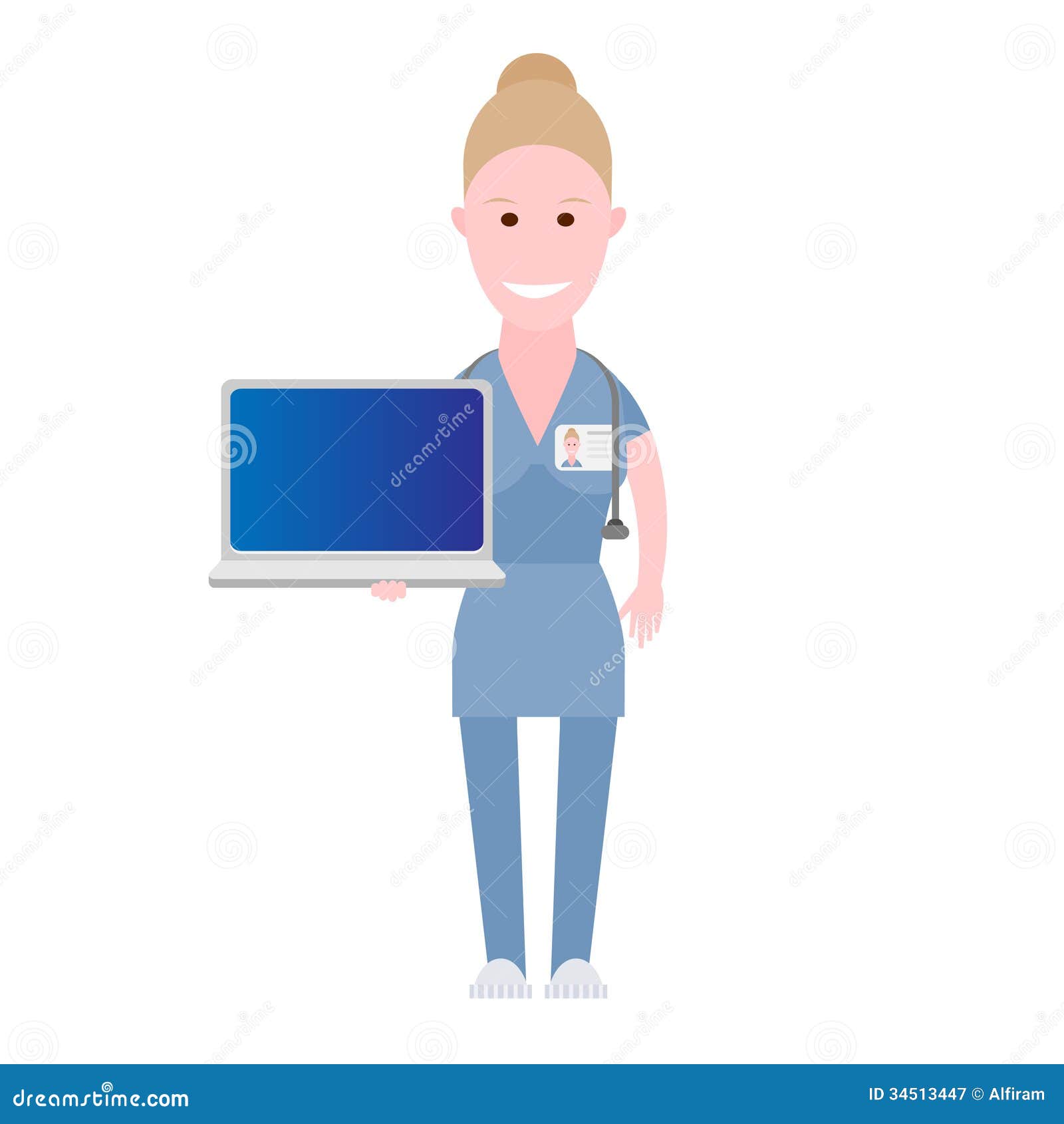 Nurse holds laptop stock vector. Illustration of hospital - 34513447