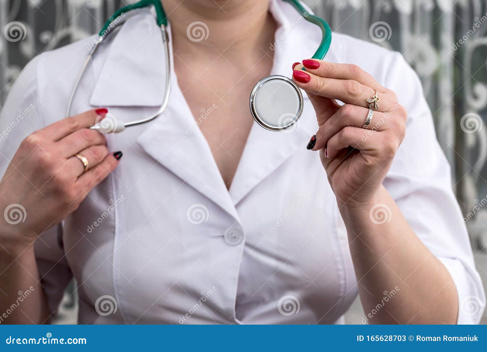 The Nurse Holds Stethoscope in Her Hands Stock Image - Image of ...