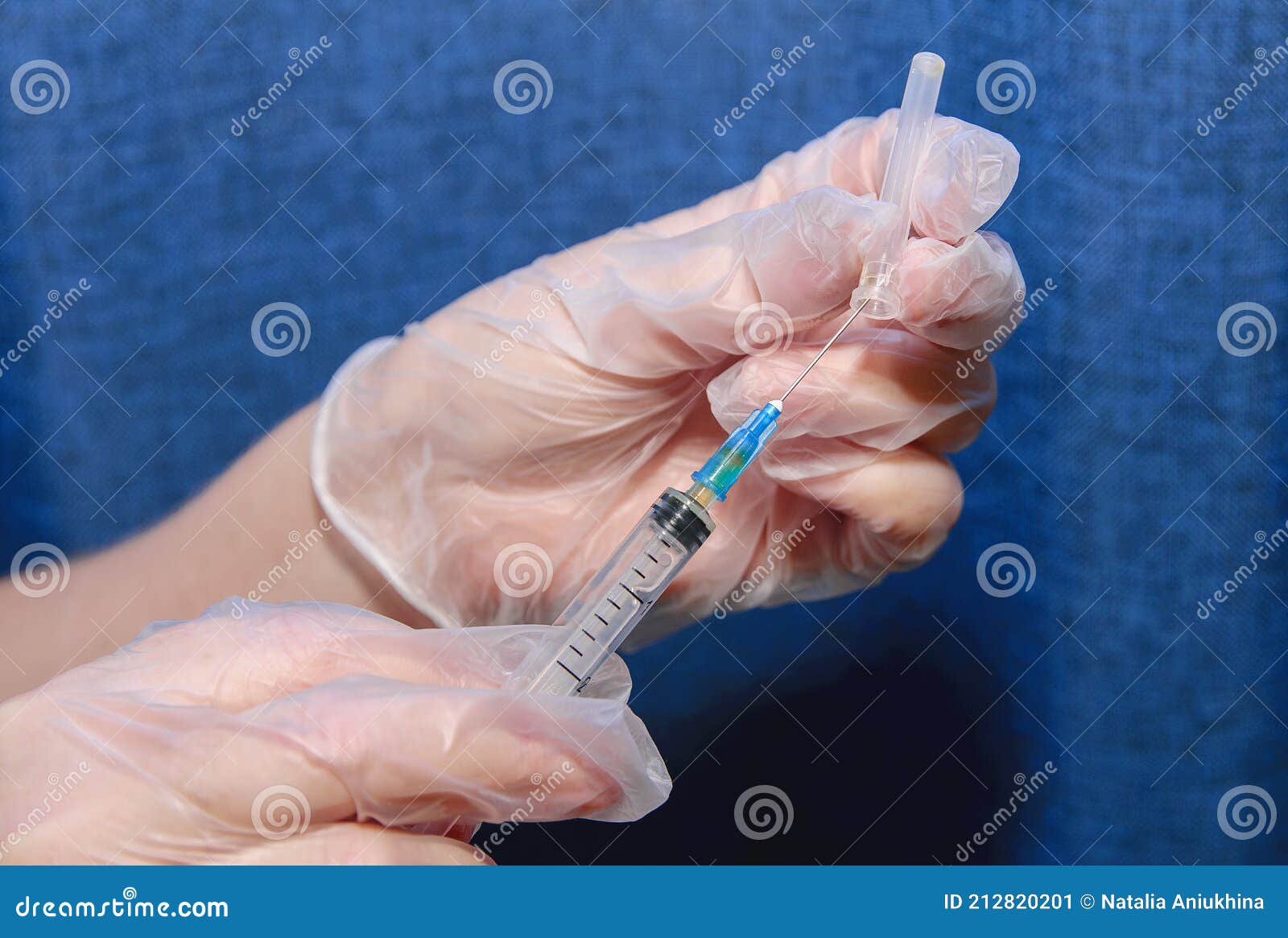 Nurse Holds Syringe for Injection and Removes Cap from Syringe Stock ...