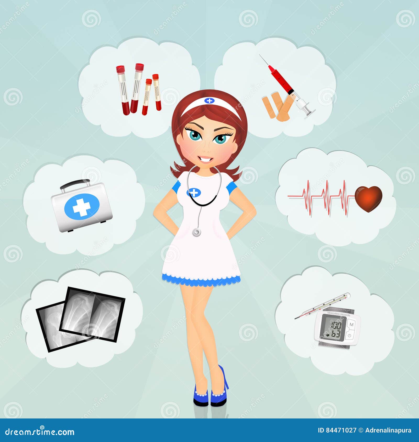 Nurse with Hospital Objects Stock Illustration - Illustration of ...