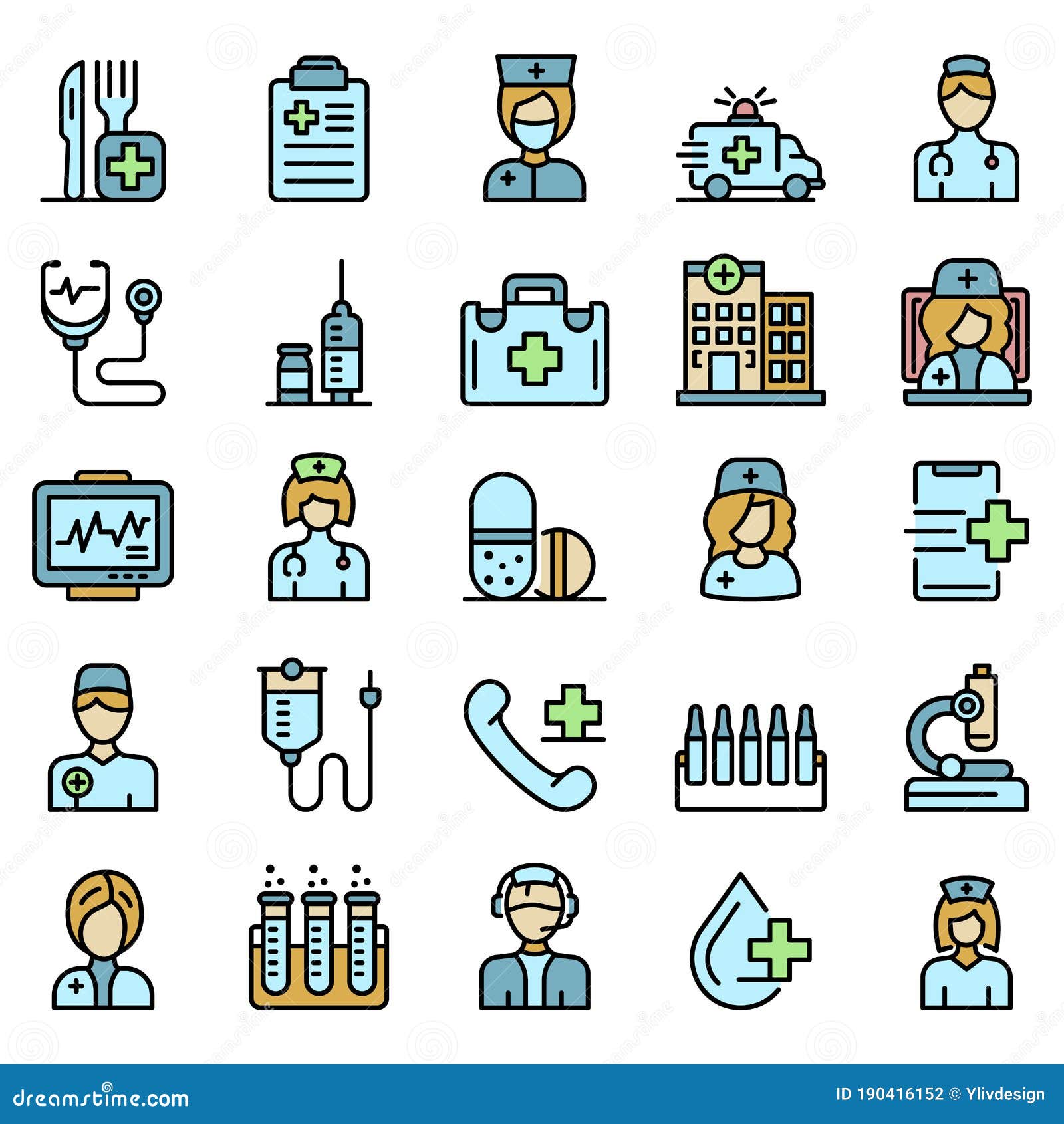 Nurse Icons Set Vector Flat Stock Vector - Illustration of dentist ...