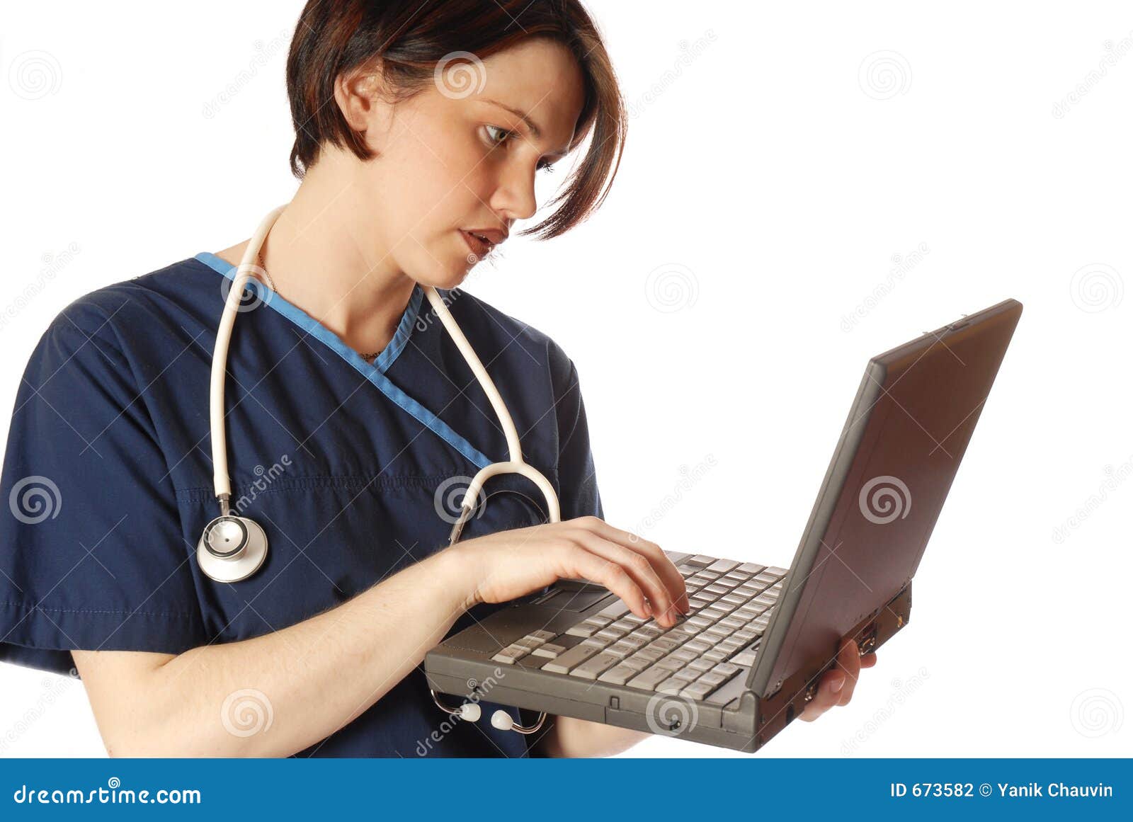 Nurse with laptop stock photo. Image of arms, knowledge - 673582
