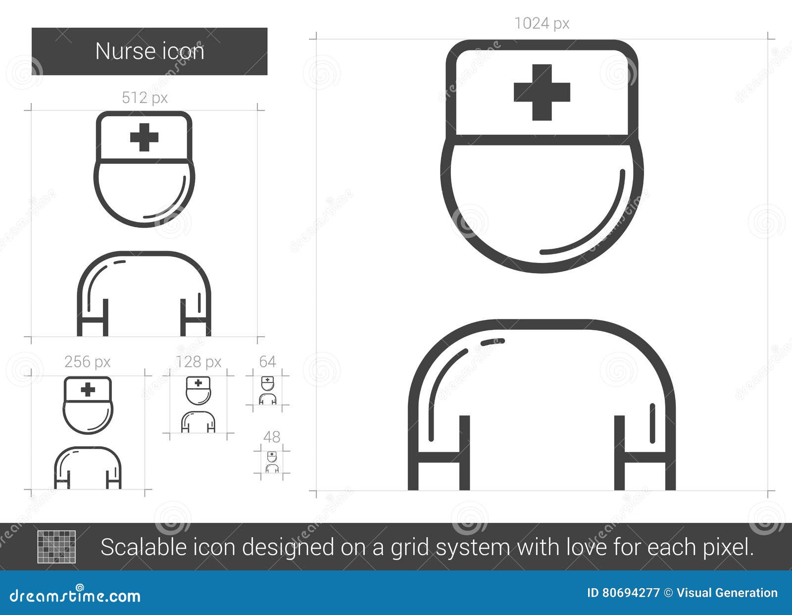 Nurse line icon. stock vector. Illustration of graphic - 80694277