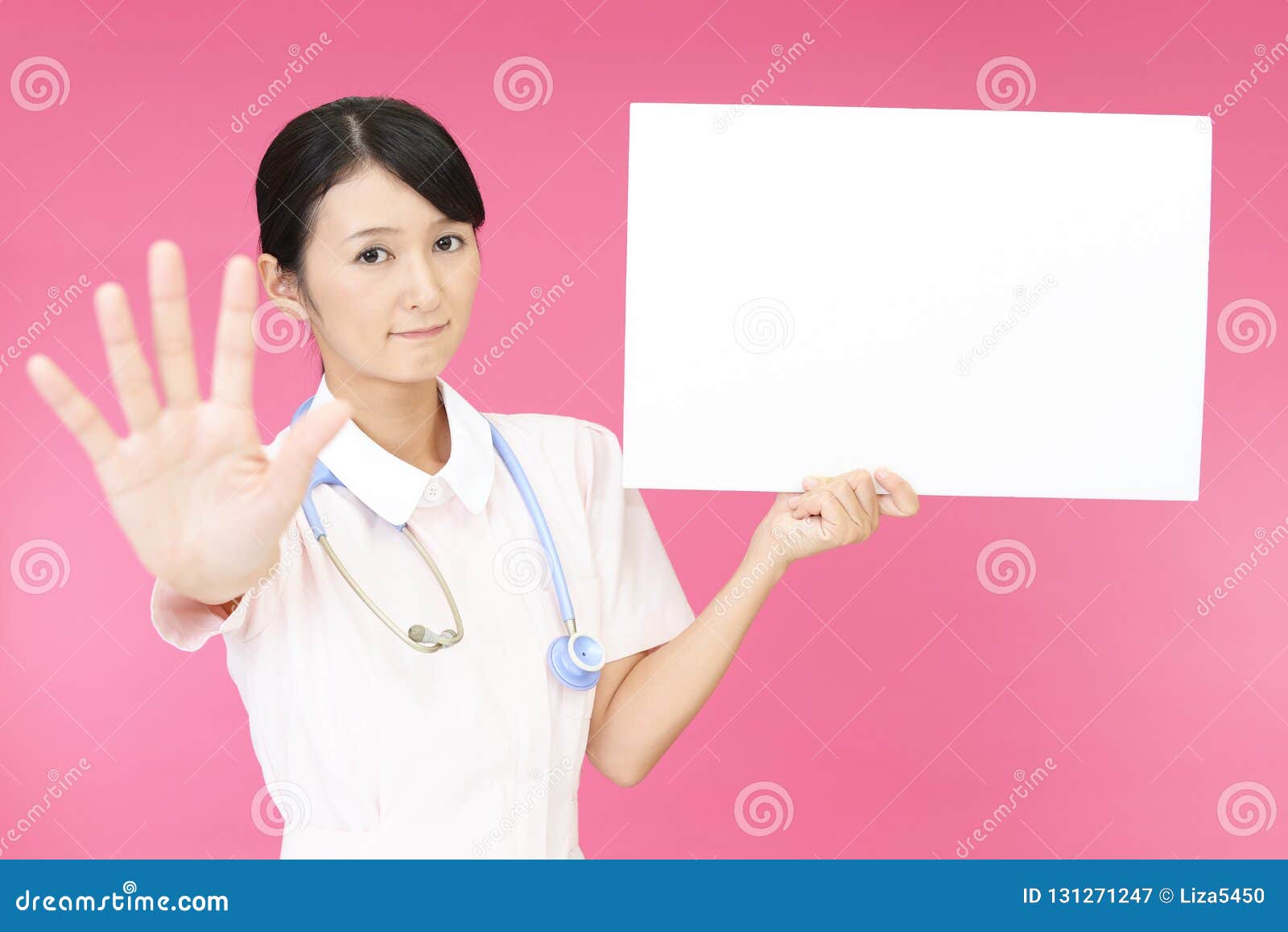 Nurse making stop sign stock image. Image of face, gesture - 131271247