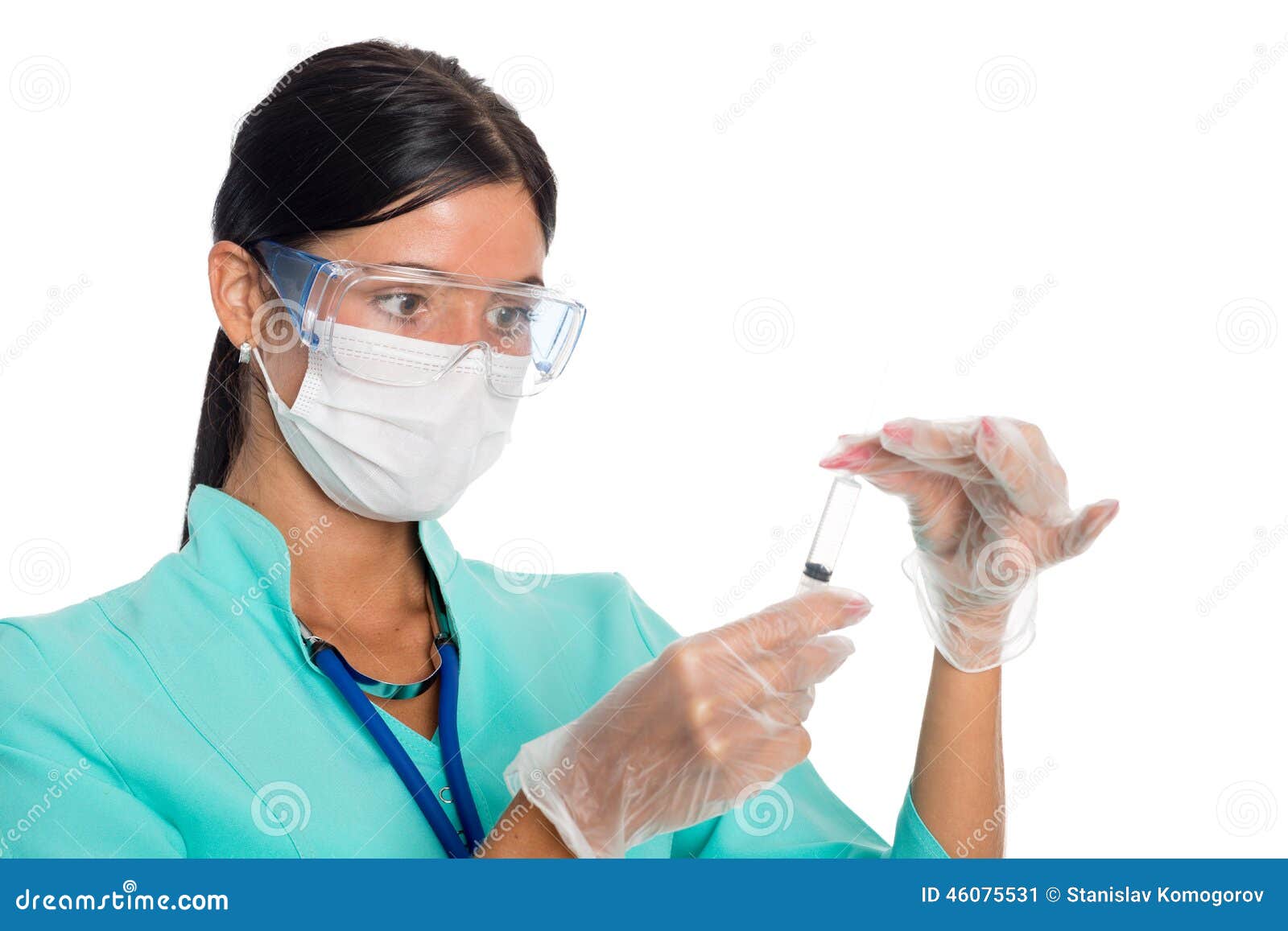 Nurse in a Mask Prepares a Syringe Stock Image - Image of health ...
