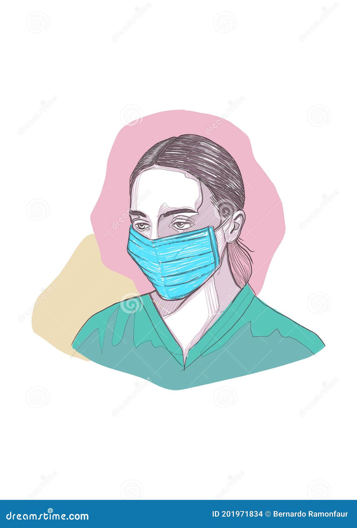 Nurse with Mask Vector Illustration Stock Vector - Illustration of ...