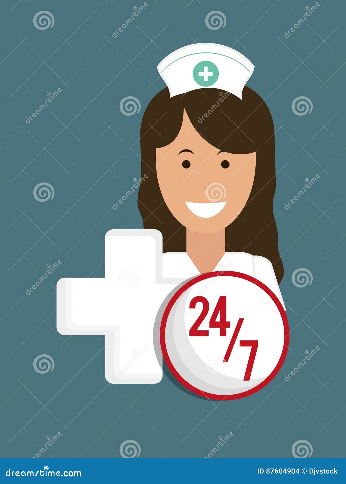 Nurse Medical Service Cross 24-7 Stock Illustration - Illustration of ...