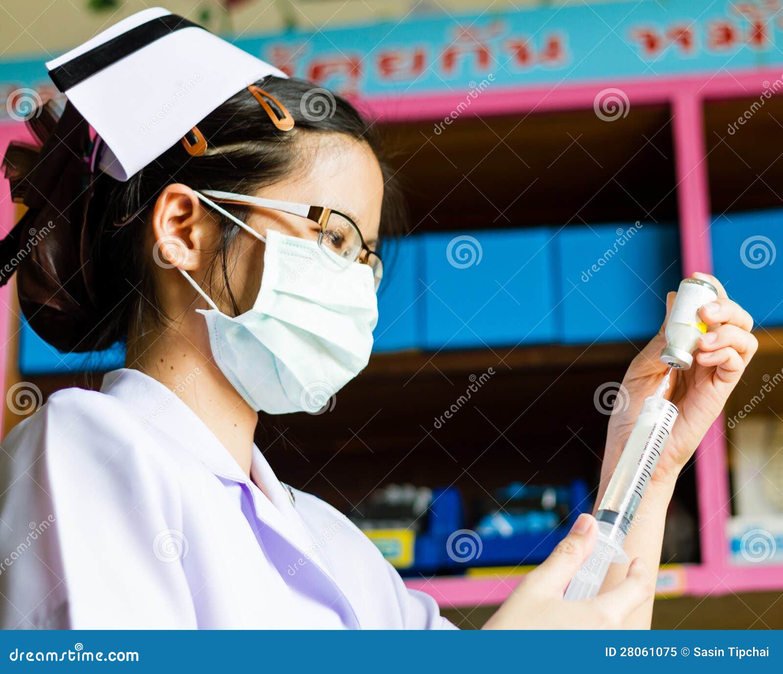 Nurse with medical syringe stock image. Image of nurse - 28061075