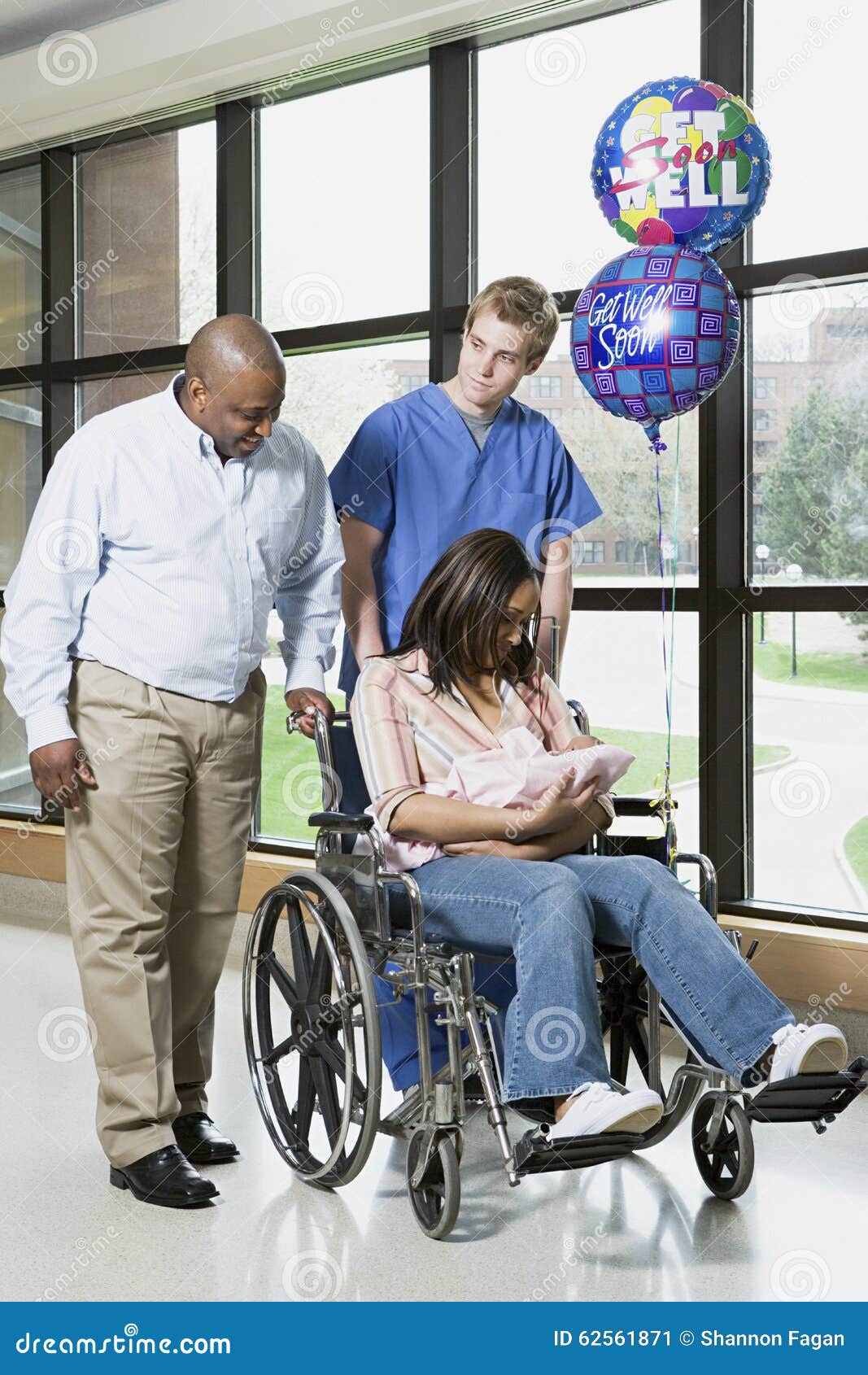 Nurse with New Parents and Baby Stock Image - Image of bonding ...
