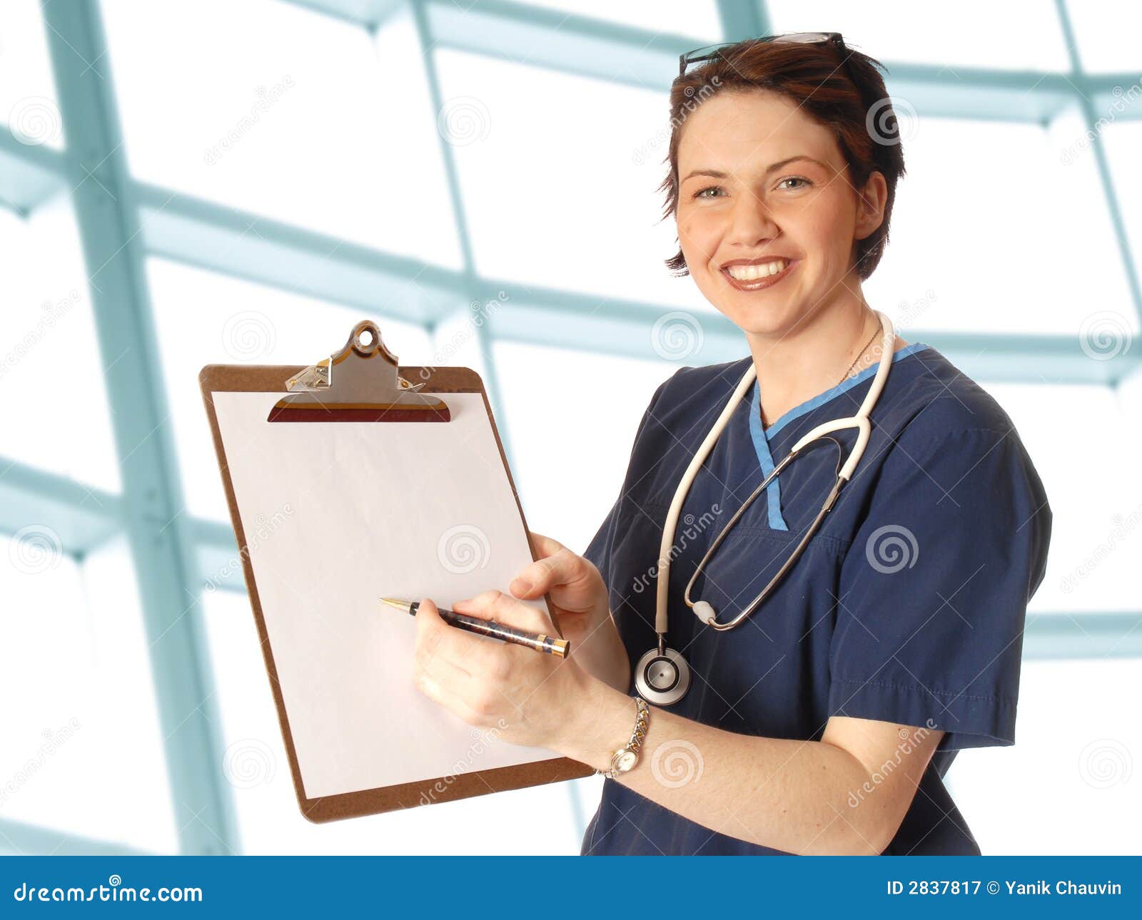 Nurse with pad stock image. Image of doctor, blue, career - 2837817