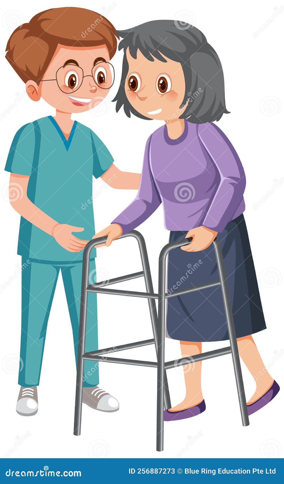 Nurse with Patient Cartoon Character Stock Vector - Illustration of ...