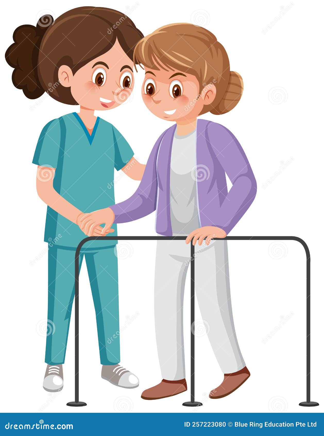 Nurse with Patient Cartoon Character Stock Vector - Illustration of ...