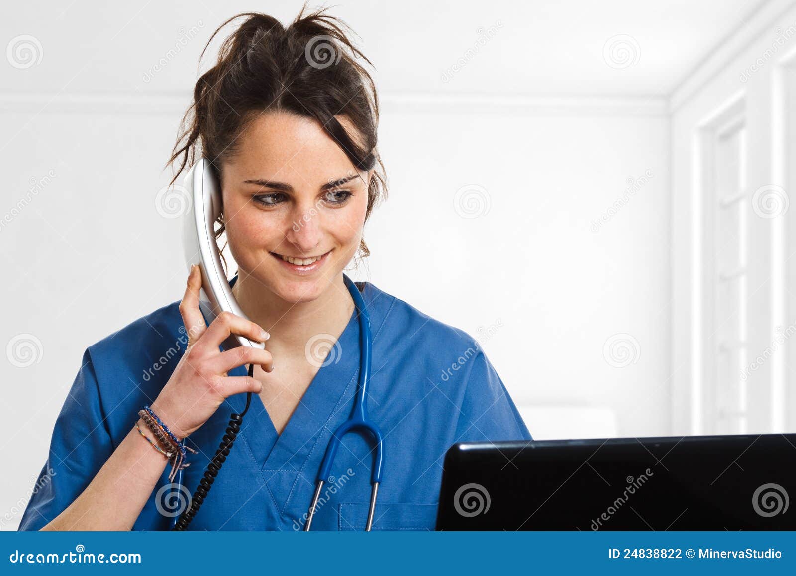 Nurse on the phone stock photo. Image of talking, doctor - 24838822