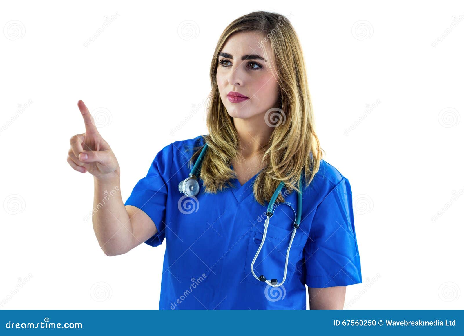 Nurse Pointing with Her Finger Stock Photo - Image of clinic, paramedic ...
