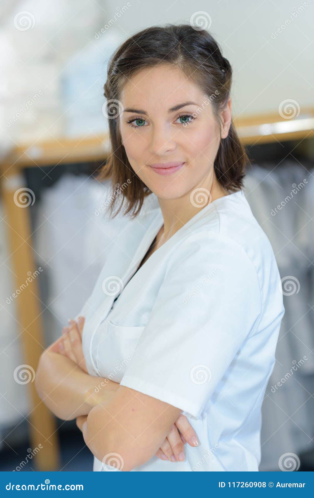 Nurse posing for picture stock photo. Image of pose - 117260908