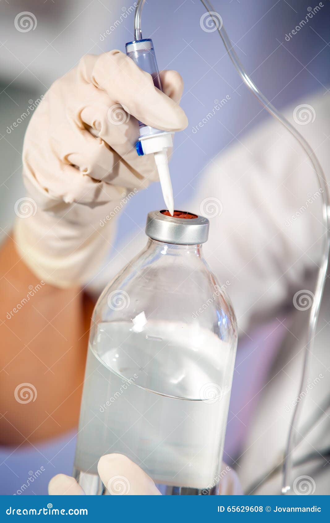 Nurse Prepares IV Solution for Infusion Stock Photo - Image of clinic ...