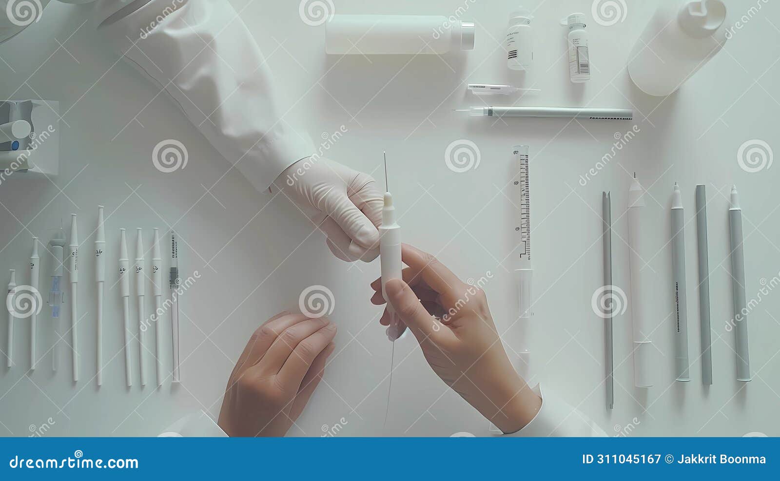 Nurse Preparing Syringe for Injection on White Table, Generative AI ...