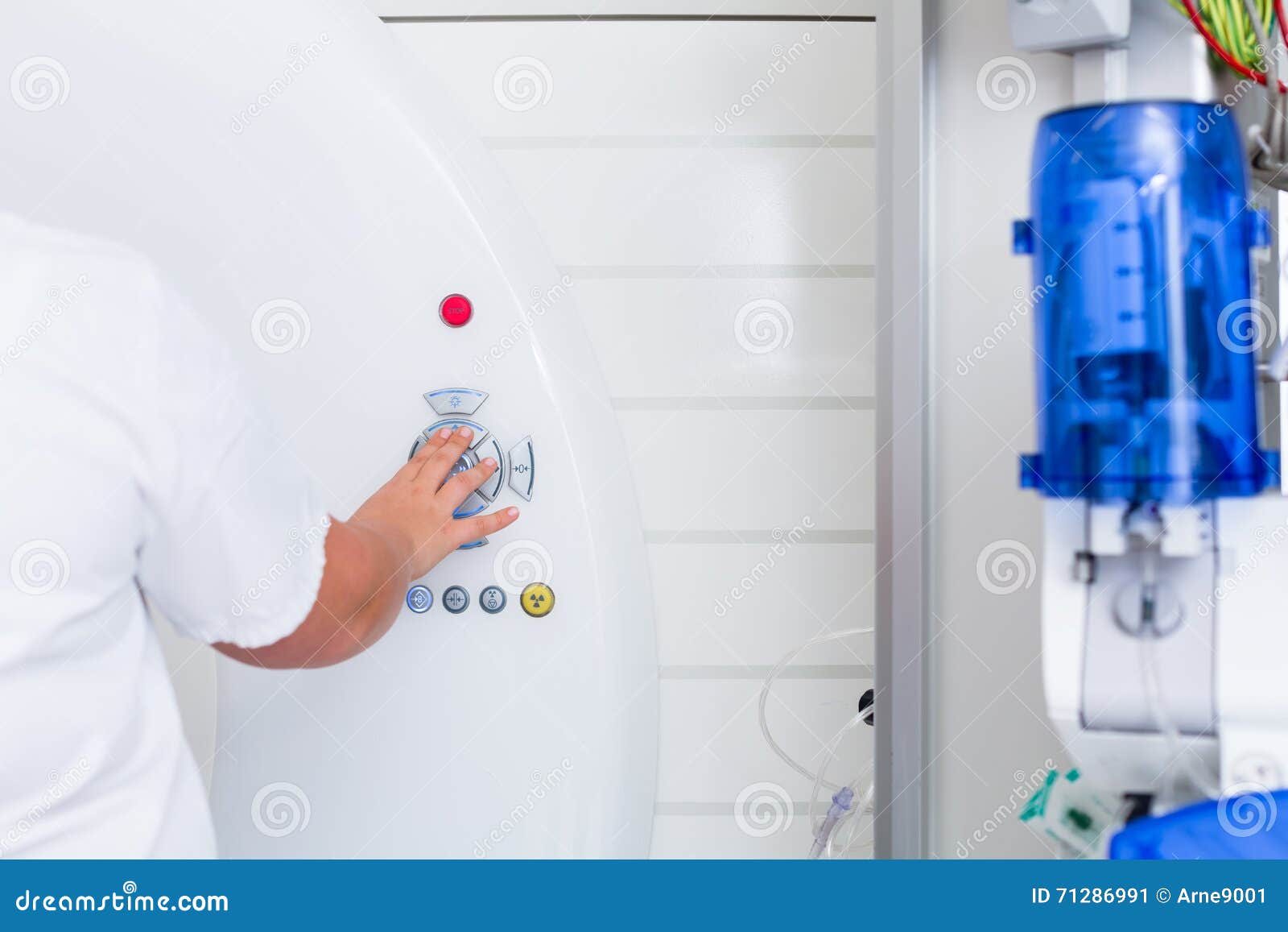 Nurse Pressing Button on CT Machine in Hospital Stock Image - Image of ...