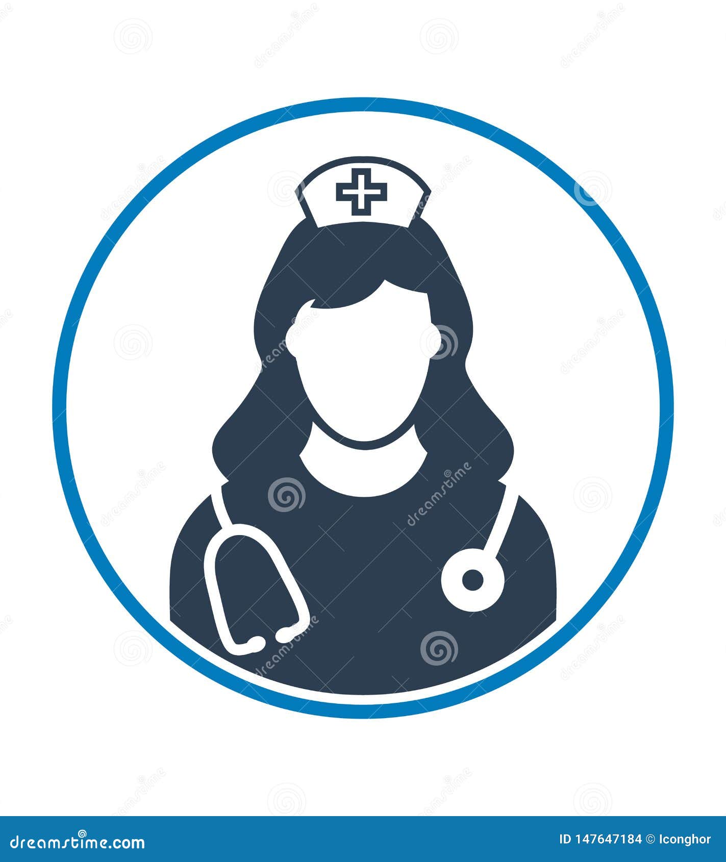 Nurse Profile Icon with Circle Shape. Stock Vector - Illustration of ...
