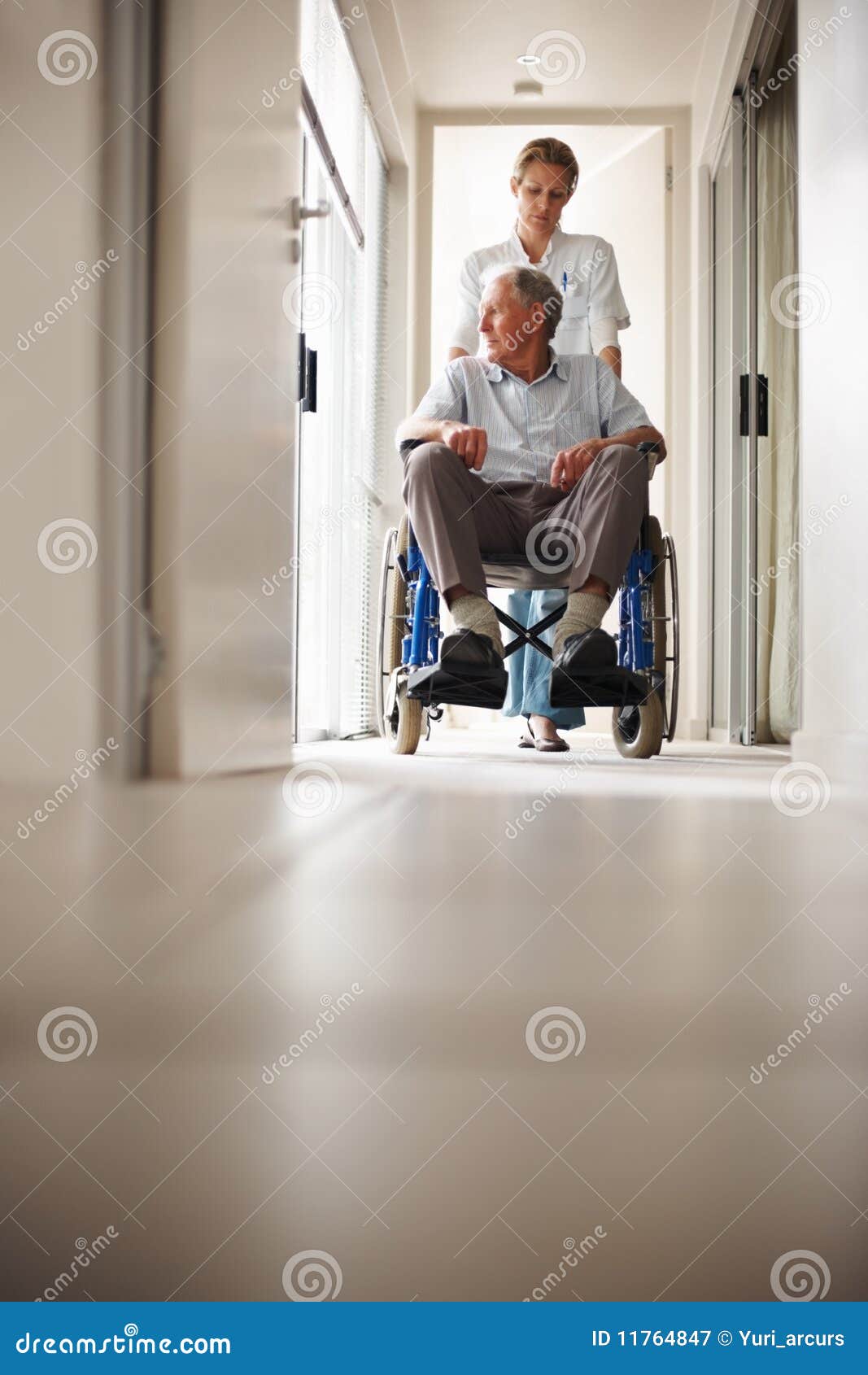 Nurse Pushing an Old Man on a Wheelchair Stock Image - Image of ...