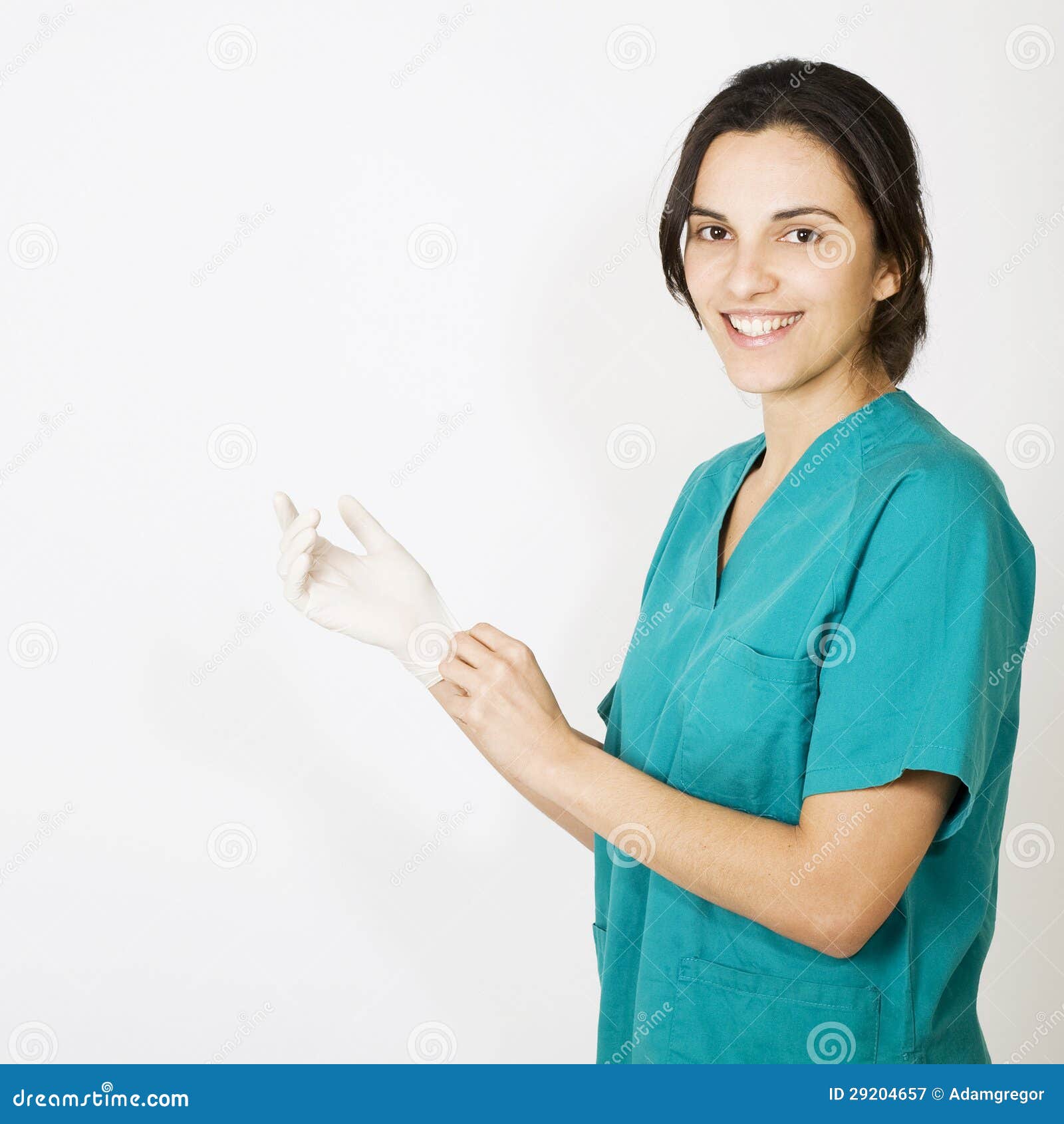 Nurse puts a glove on stock image. Image of medicine - 29204657