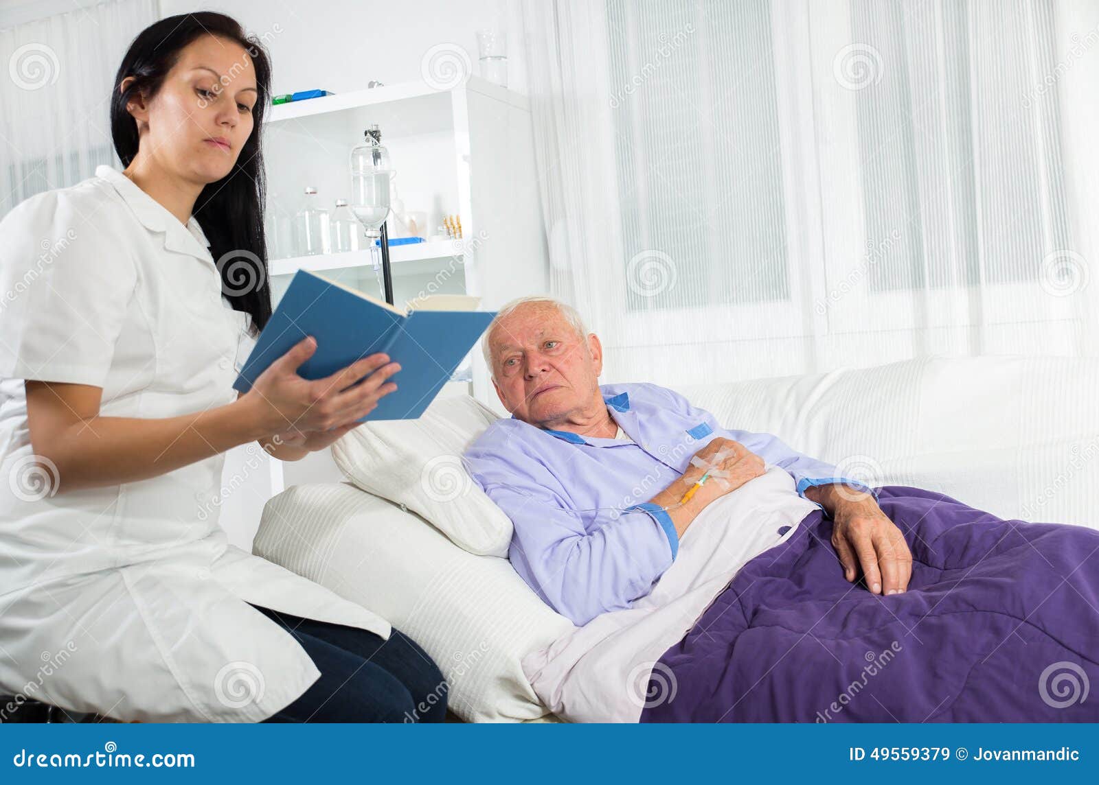 Nurse Reading a Book To His Patient Stock Image - Image of fluid ...