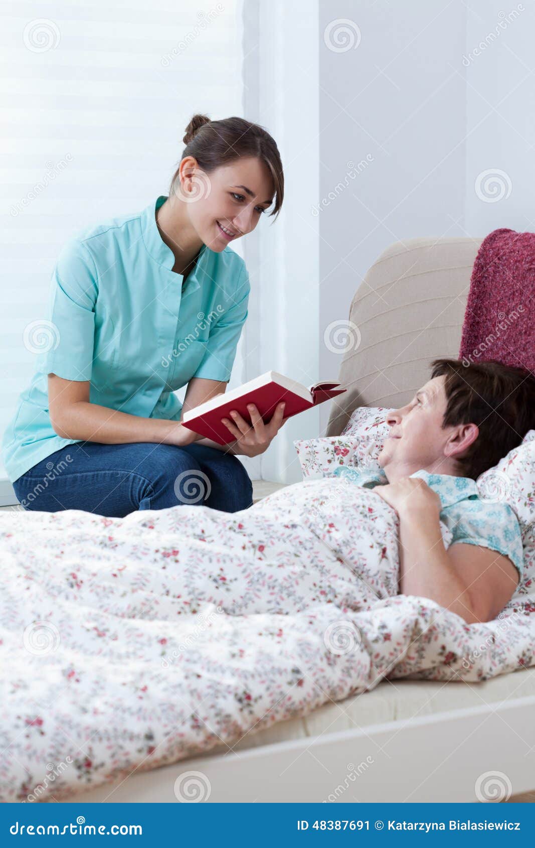 Nurse reading the book stock image. Image of profession - 48387691