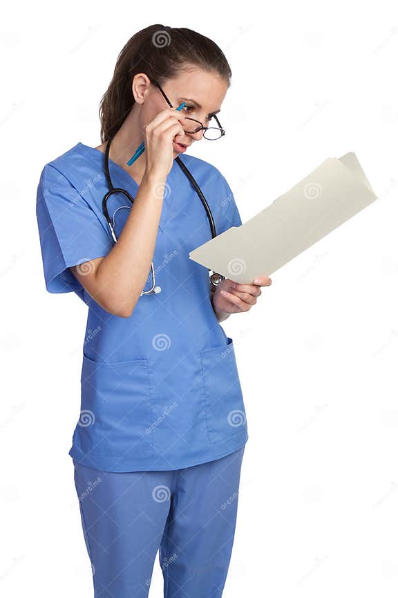 Nurse Reading Chart stock photo. Image of girls, folder - 20826852