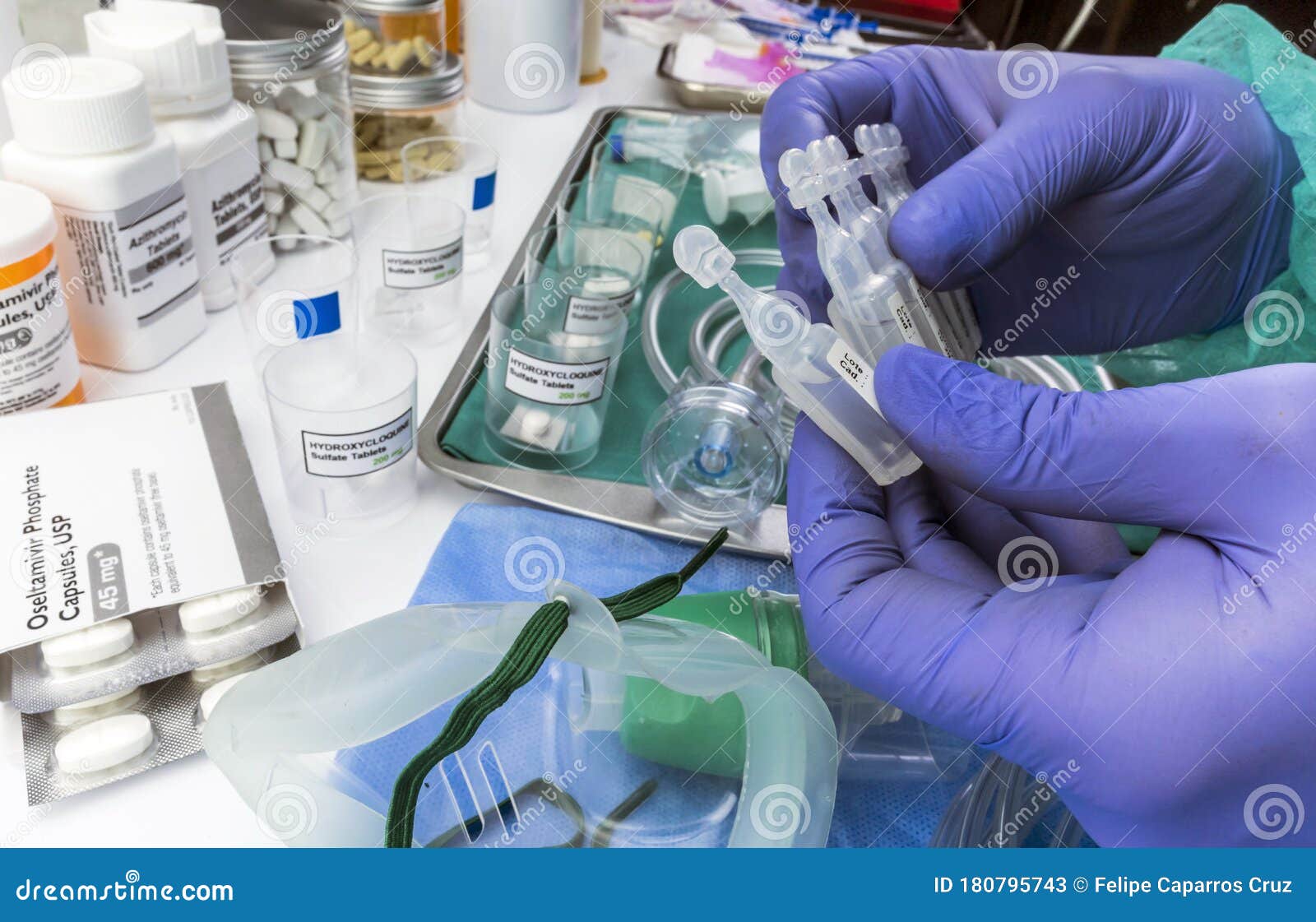 Nurse Refilling Medication Solution Nebulizer Container in the Hospital ...