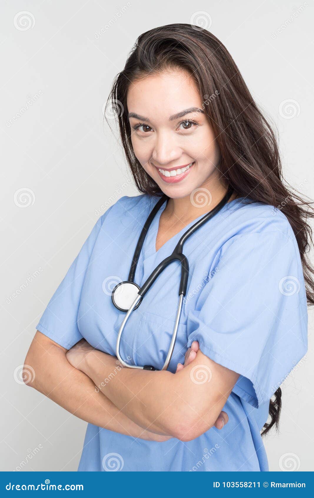 Nurse in Scrubs stock image. Image of smiling, smile - 103558211