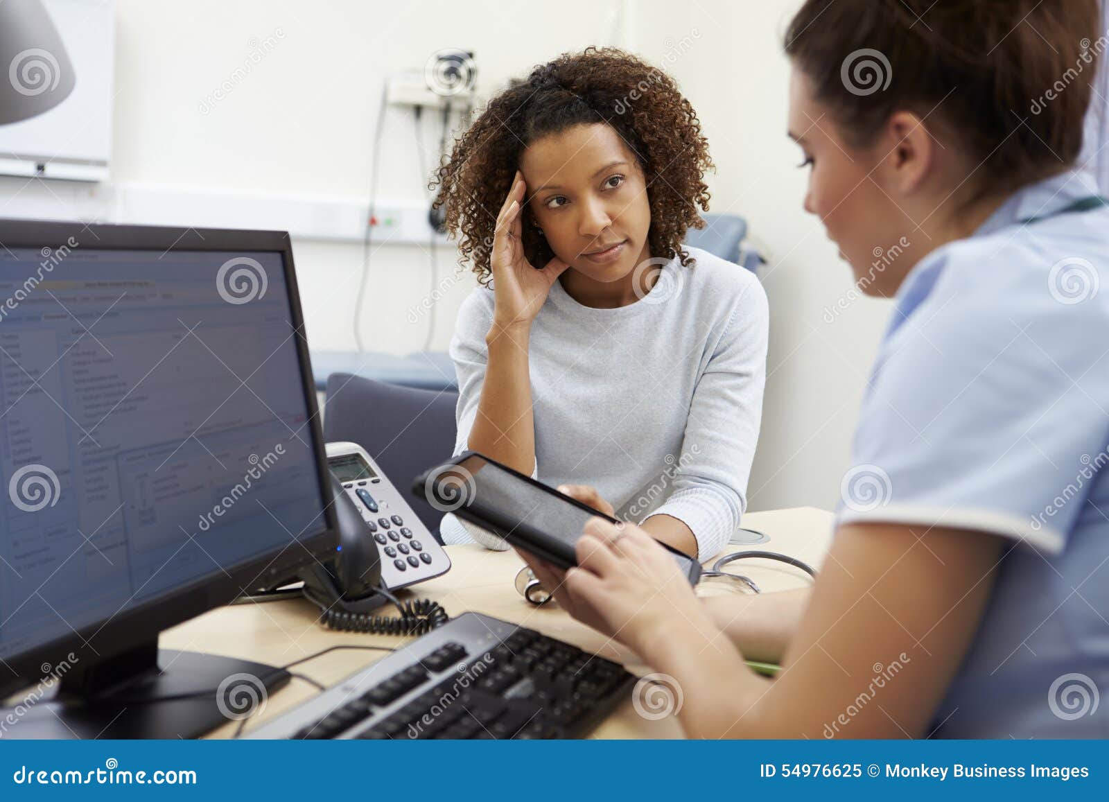 Nurse Showing Patient Test Results on Digital Tablet Stock Image ...