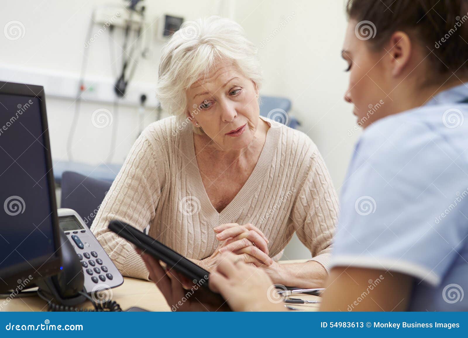 Nurse Showing Patient Test Results on Digital Tablet Stock Image ...