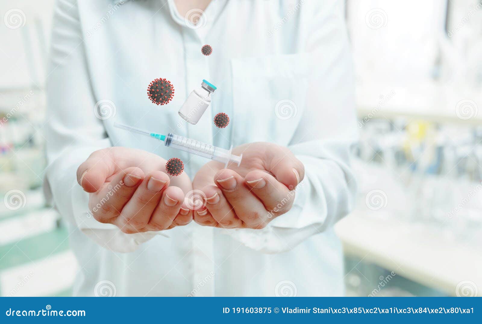 Nurse Shows the Injection and the Corona Viruses Concept Stock Image ...