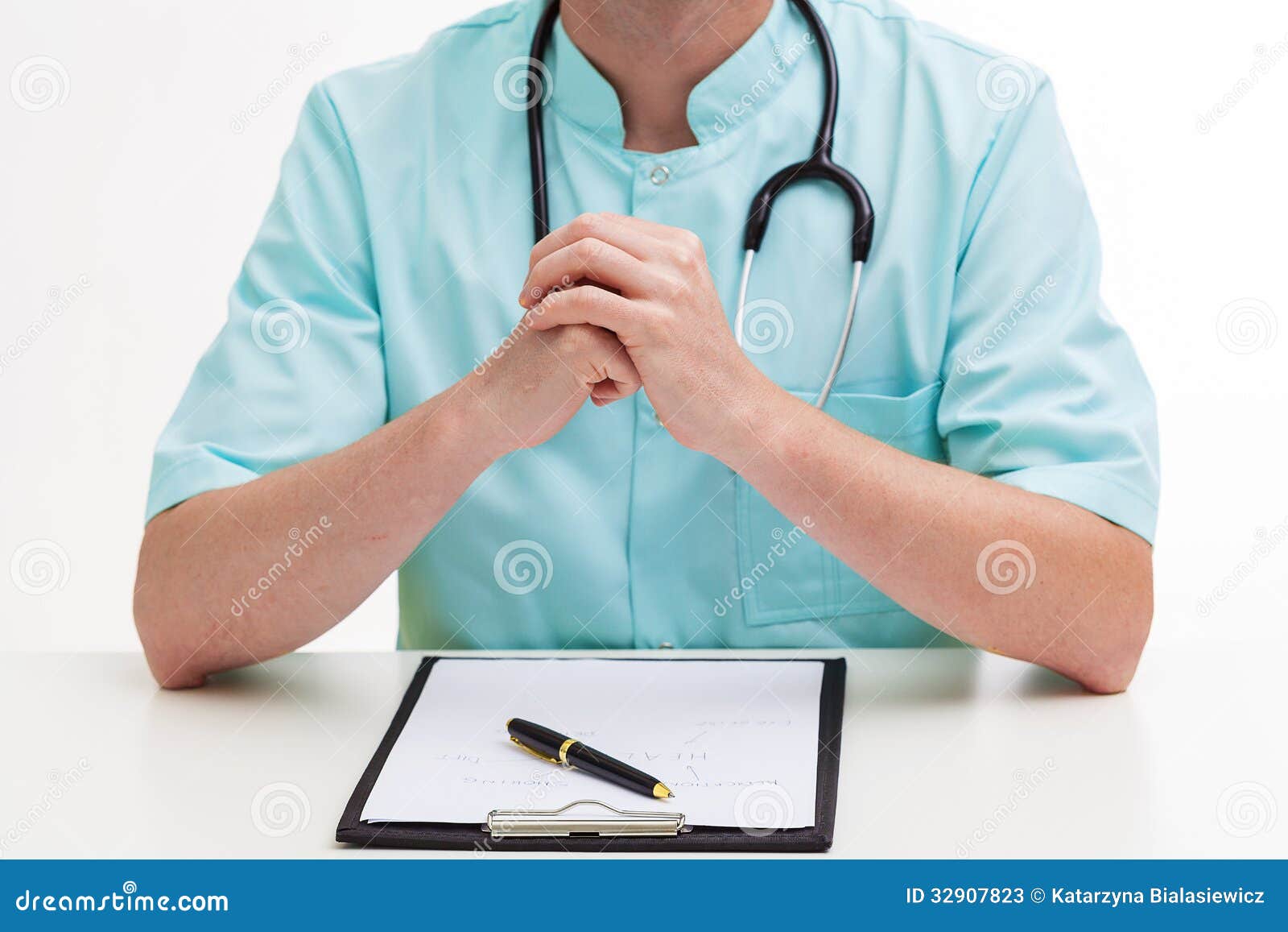 Nurse sitting at the desk stock image. Image of isolated - 32907823