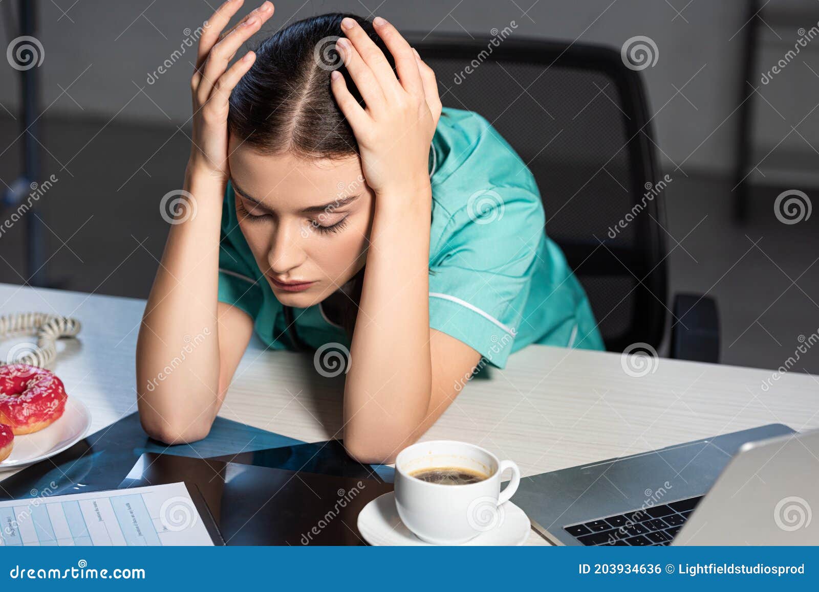 Nurse in Sitting at Table and Stock Photo - Image of medical, girl ...