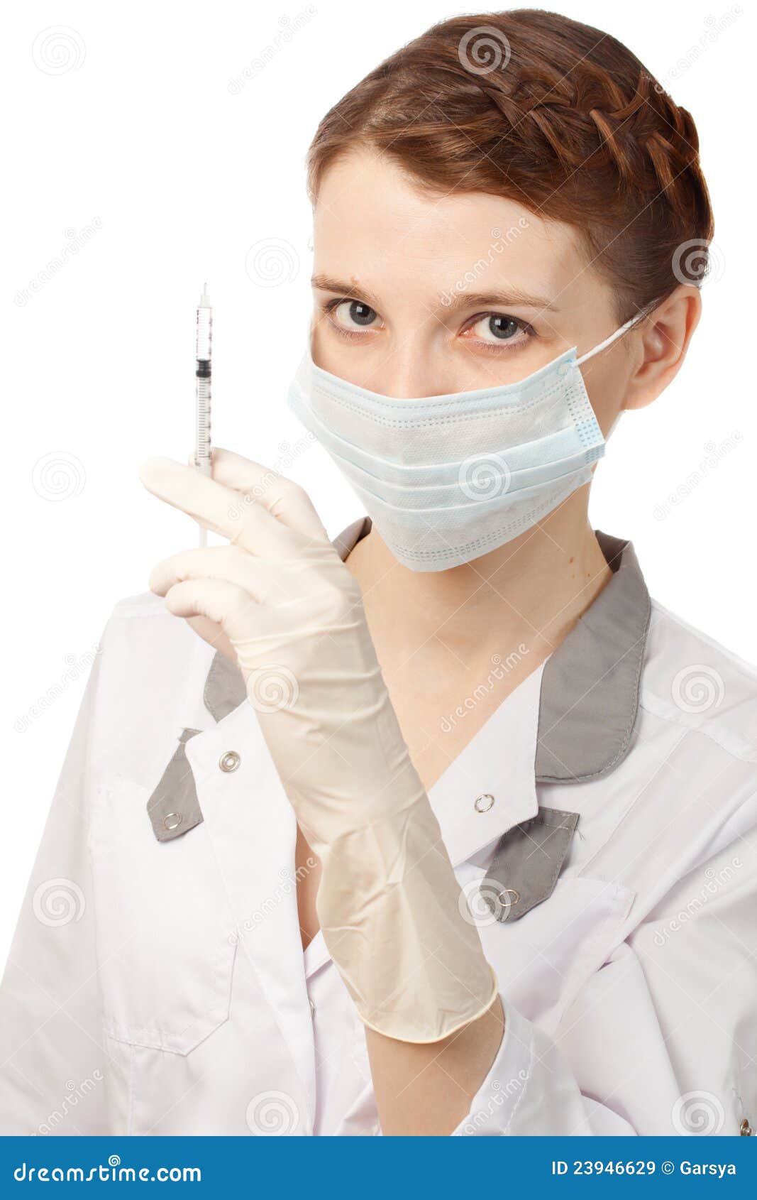 Nurse in sterile gloves stock image. Image of glove, assistance - 23946629