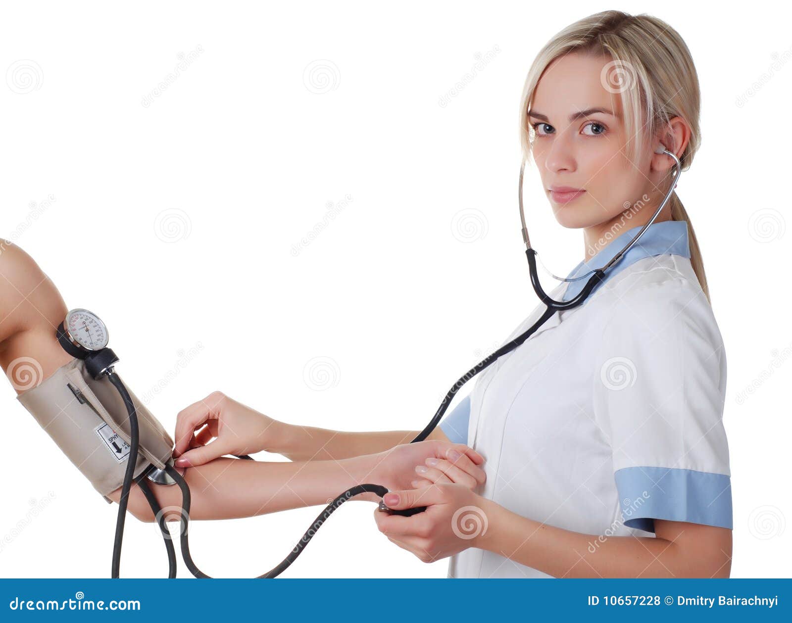 Nurse with stethoscope stock photo. Image of measuring - 10657228
